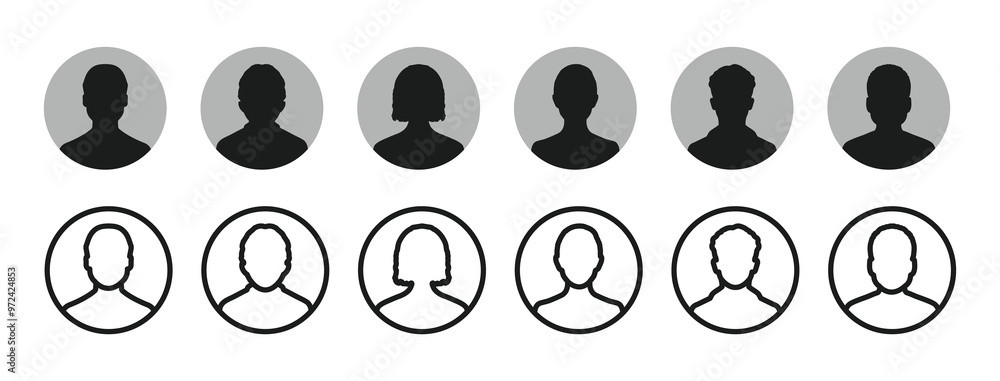 User avatar vector icon flat designs set. Man and woman vector profile ...