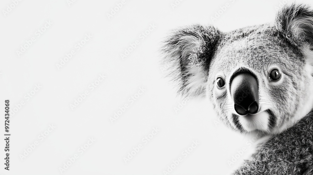 A cute Koala Bear with curious eyes looking and peeking from the side ...