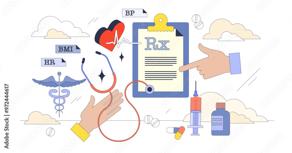 Medical abbreviation for prescription writing tiny neubrutalism hands ...