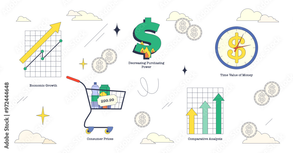 Inflation rates and state money value control neubrutalism collection ...