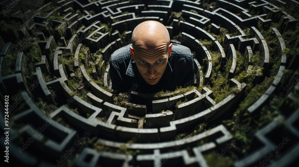 generated illustration of human with a maze inside illustrating the ...