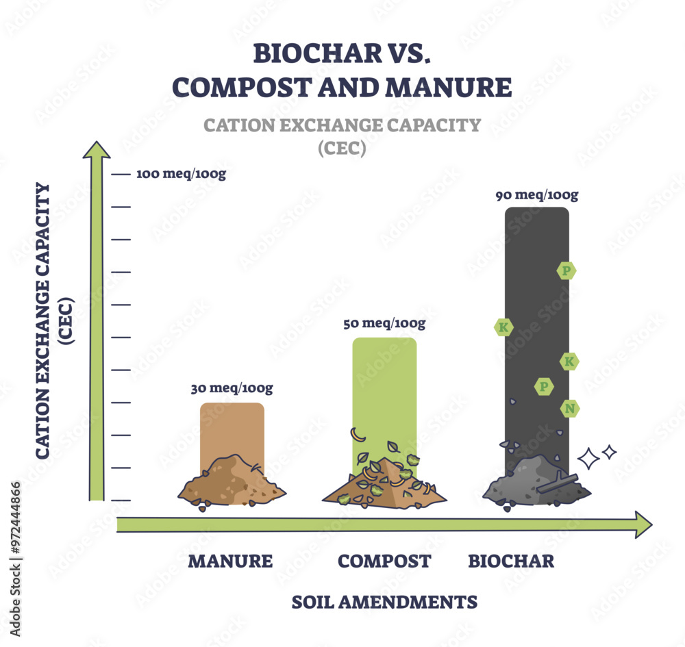 Poster Biochar vs compost and manure cation exchange capacity or CEC ...