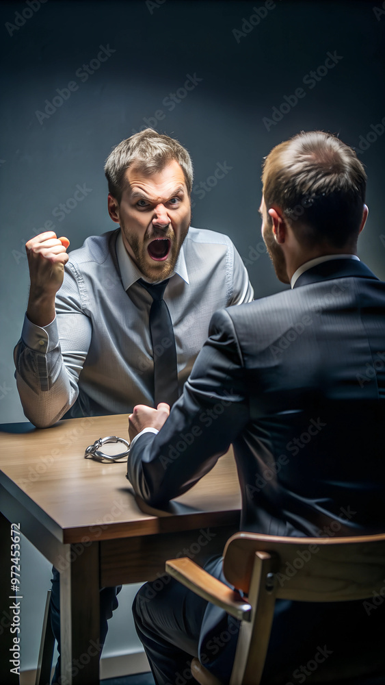 Police detective abruptly stands up, slams fist on table and shouts at ...