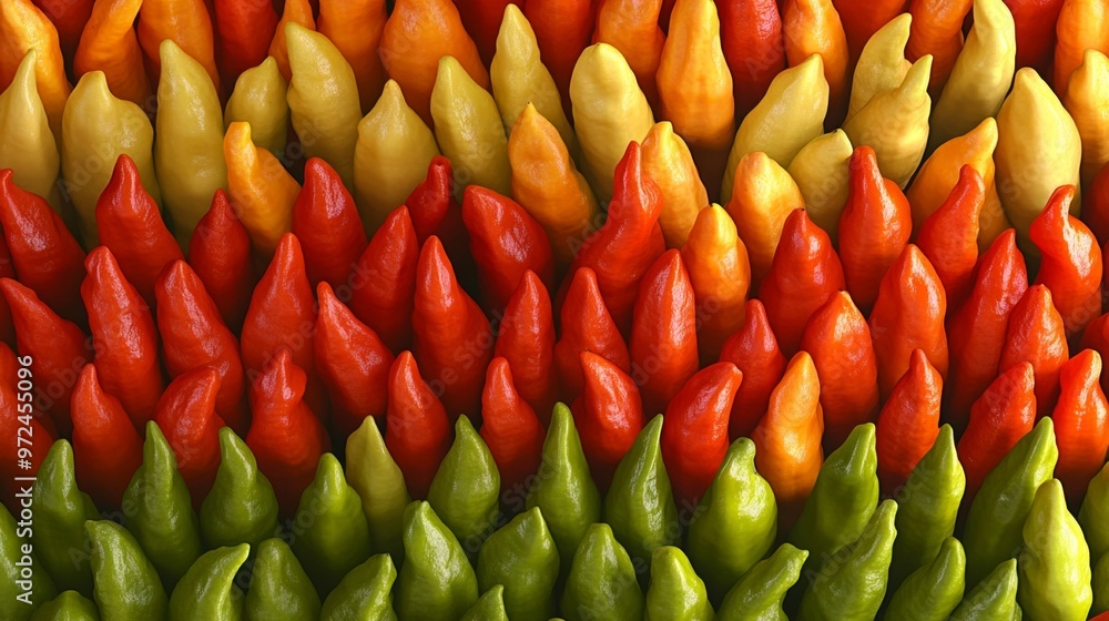 Fiery Chili Pepper Grid - Fusion of Realism and Stylized Effects for ...
