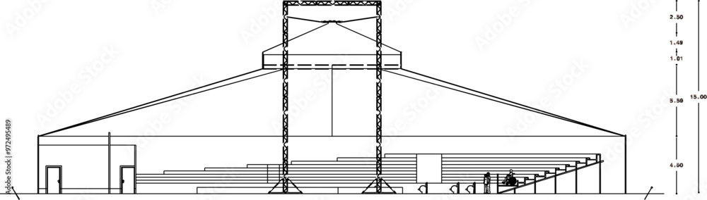 Vector sketch illustration silhouette design drawing of building for ...