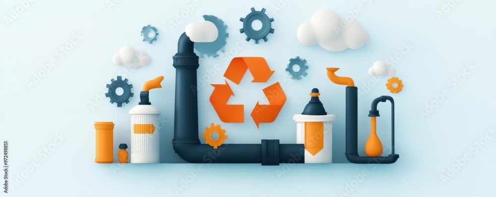 Infographic-style illustration showing flow from waste to revenue ...