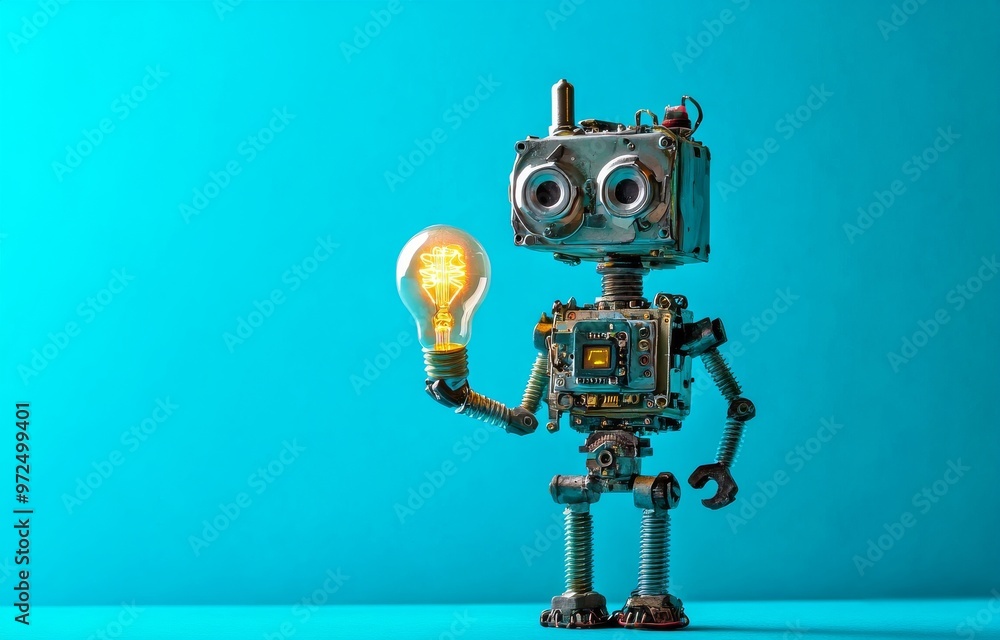 A beautiful futuristic robot concept with a friendly cyborg character ...