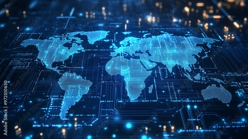 digital world map with code, ecommerce world map of the electronic and ...