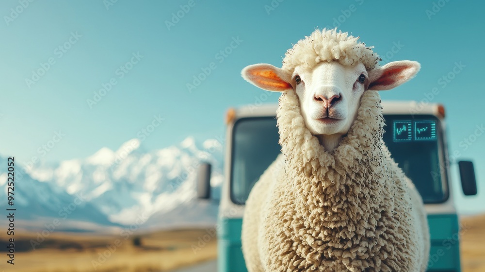 A livestock truck with climate control and health sensors transporting ...