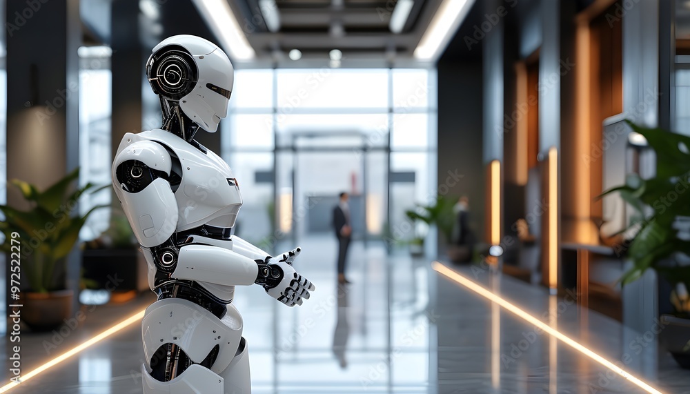 Futuristic business introductions and handshakes in a sleek, modern ...