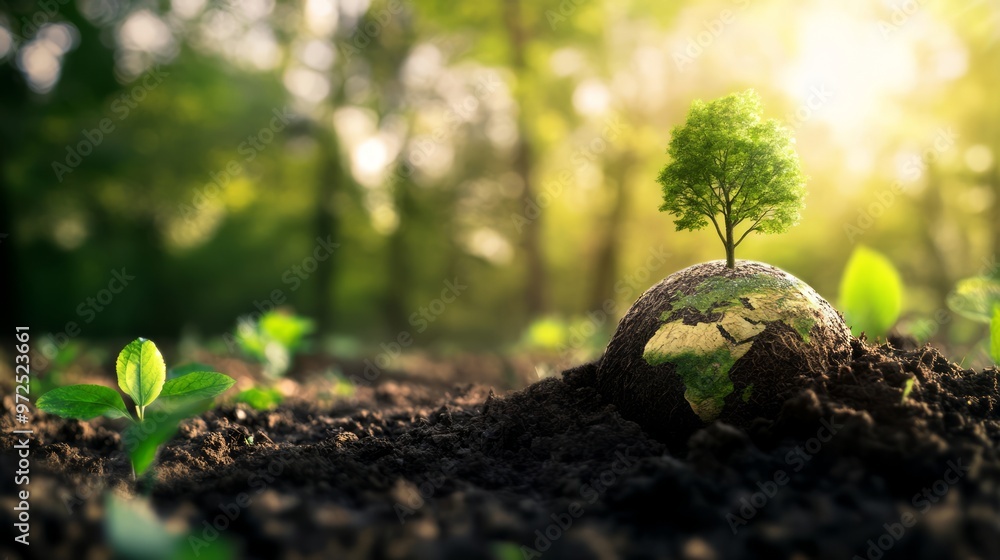 Global reforestation movement. Forests regrowing across the globe, with ...