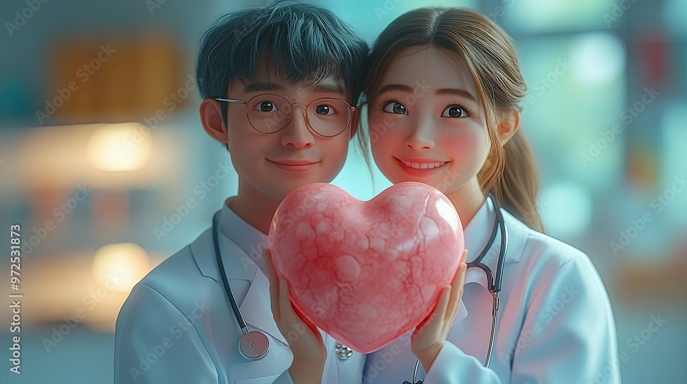 3d render doctor cardiologist with assistant cartoon characters hol3d ...