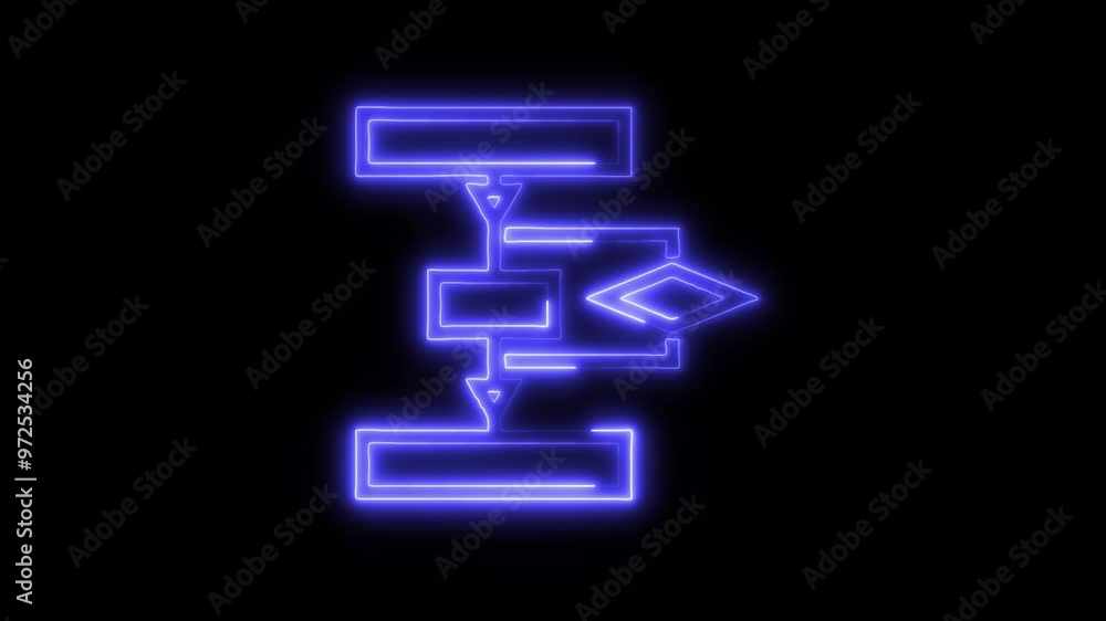 Workflow Diagram Icon in Video HD Neon Animation Process and Strategy ...