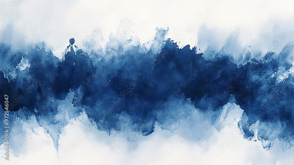 Dramatic navy blue watercolor background - Dark moody indigo abstract ...