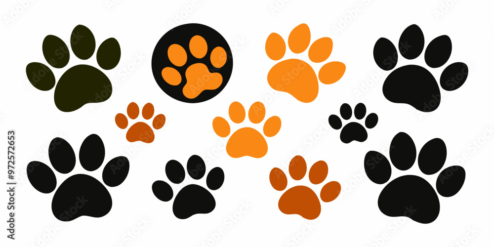 Animal paw prints. Three distinct paw print designs with varied ...