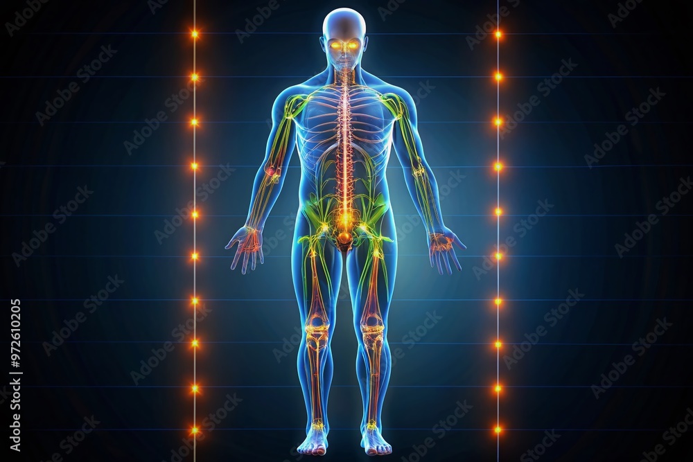 Illuminated dermatome chart diagram showcasing anatomical regions of ...