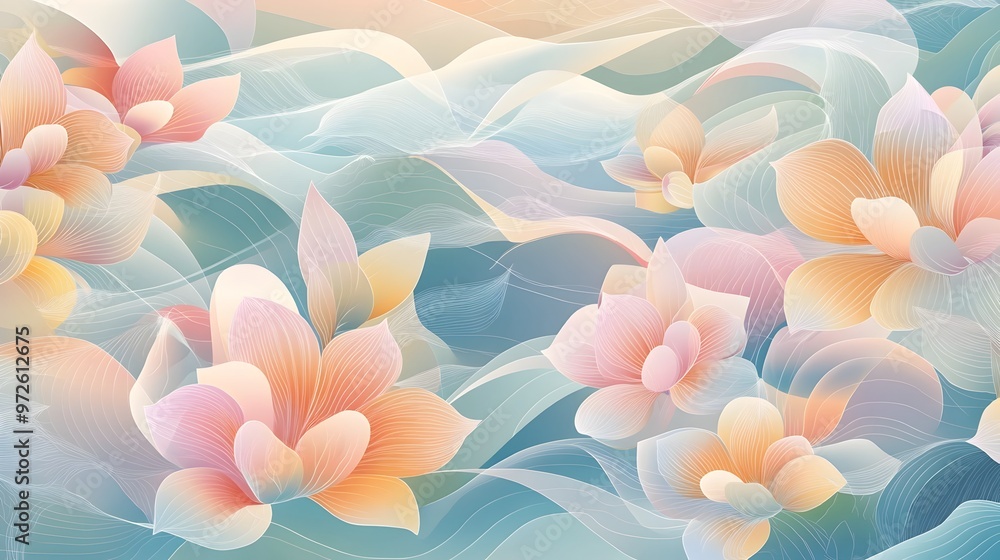 Mesmerizing Minimalist Floral Pattern with Subtle Color Gradients and ...