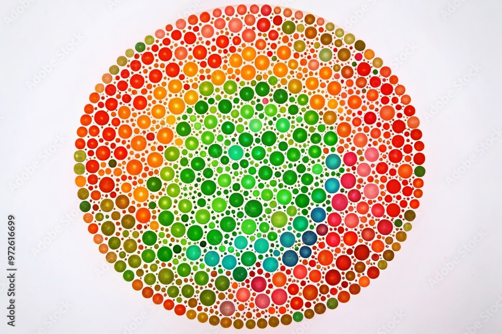 Ishihara color perception test chart featuring numbered circles with ...