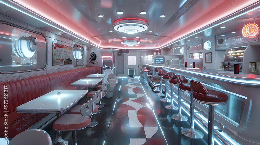 Retro-Futuristic Diner: A diner that combines 1950s diner aesthetics ...
