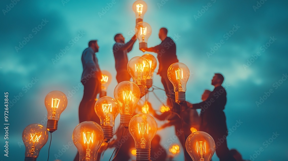 Teamwork and collaboration leading to success, symbolized by people ...