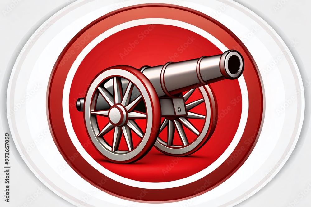 Red and white cannon emblem on a circular background, symbolizing ...