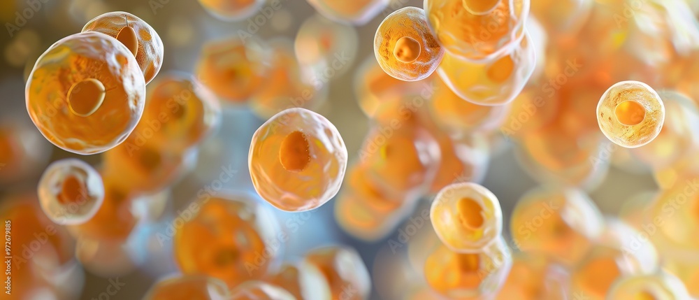 Macro shot of yeast cells, revealing the budding process and cell ...