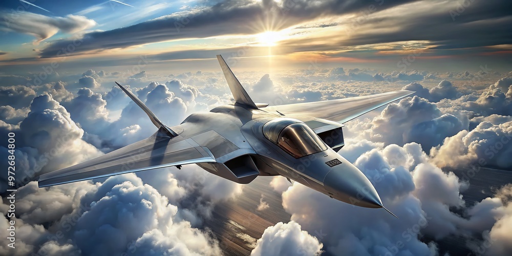 Sleek, silver, and powerful, a next-generation fighter jet soars ...