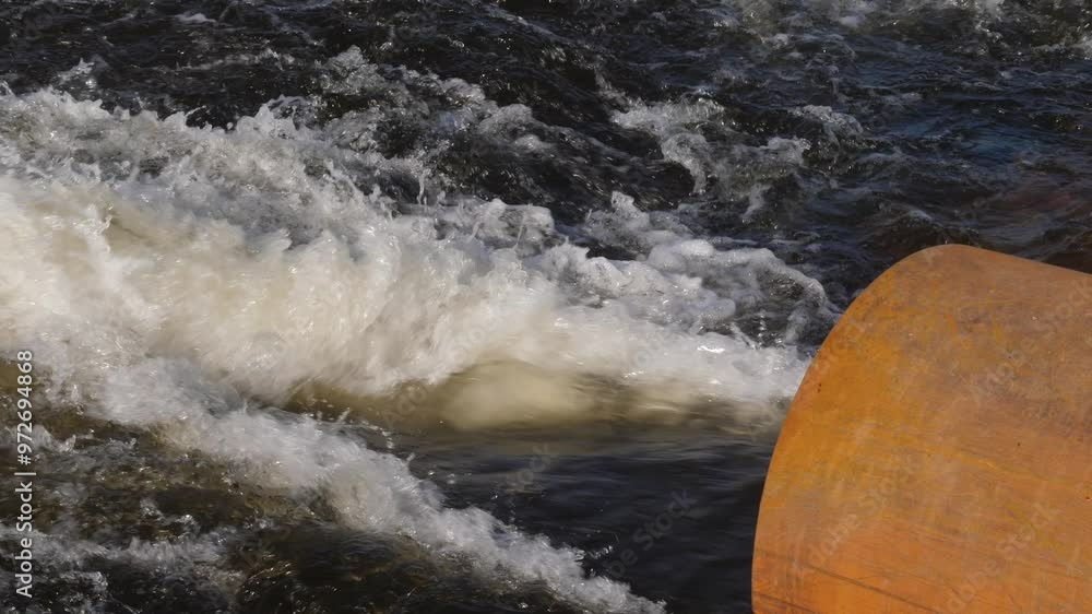industrial waste water flows from pipes into a reservoir, water ...