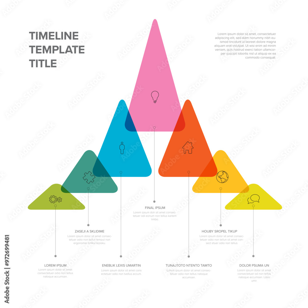 Vector grow time line infochart template with highlighted triangle ...