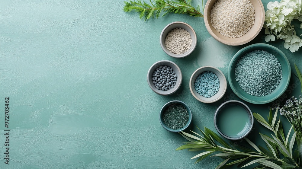 97. A calming emotional color palette with soft shades of green and ...