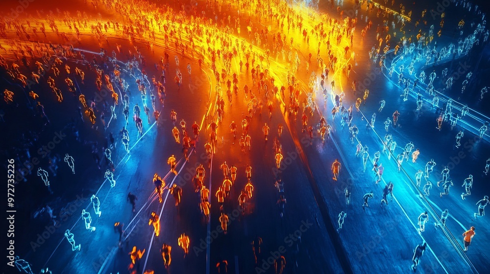 Heatmap of a marathon route, with warm colors indicating the most ...