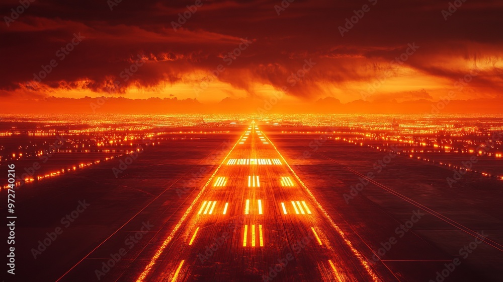Heatmap of an airport runway, with intense reds and oranges marking the ...