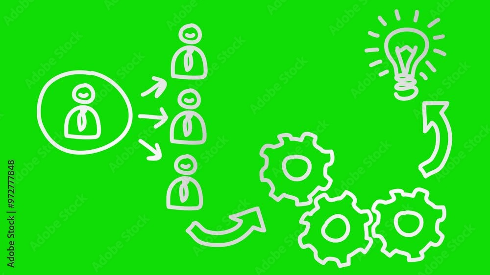 Animated silver hand drawn doodle of work process. Concept of teamwork ...