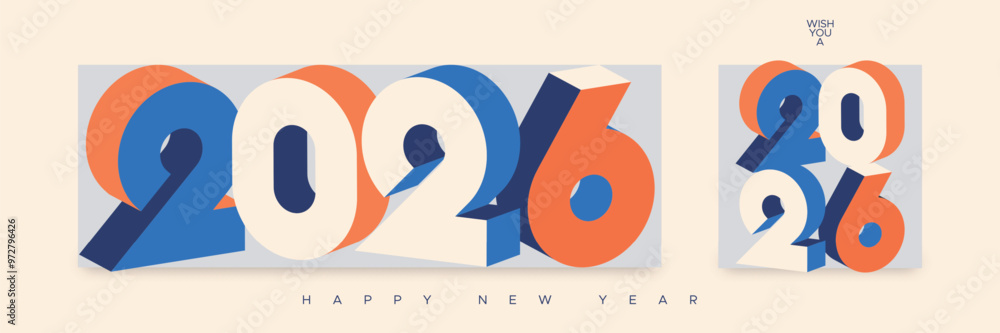 2026 new year with number on art wall concept. Happy new year 2026 ...