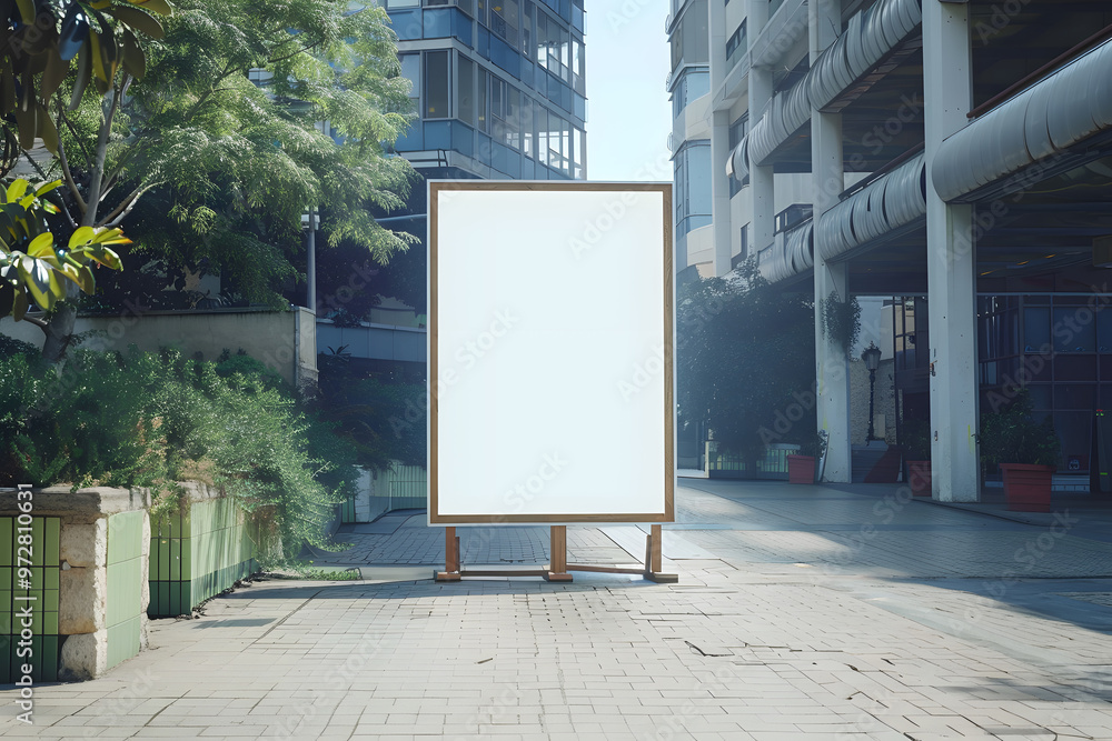 Background texture of a blank white mockup street board template placed ...