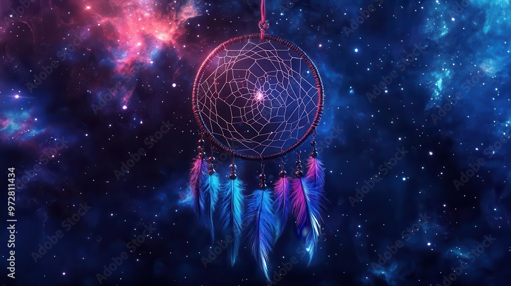 cosmic dreamcatcher with shimmering celestial bodies swirling nebulae ...