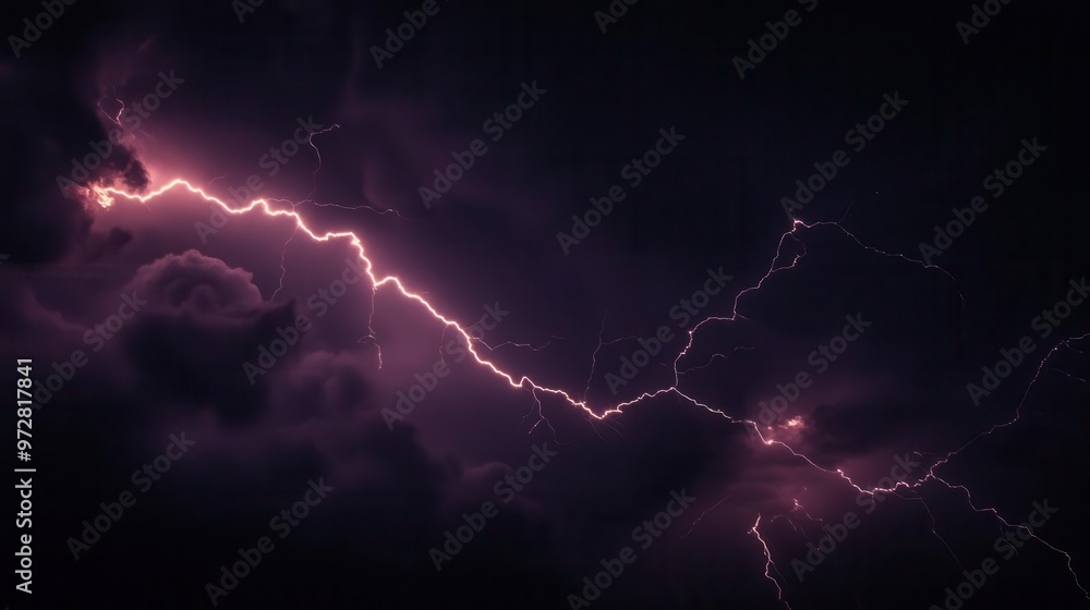 dramatic electrical storm vibrant lightning bolts fracturing pitchblack ...