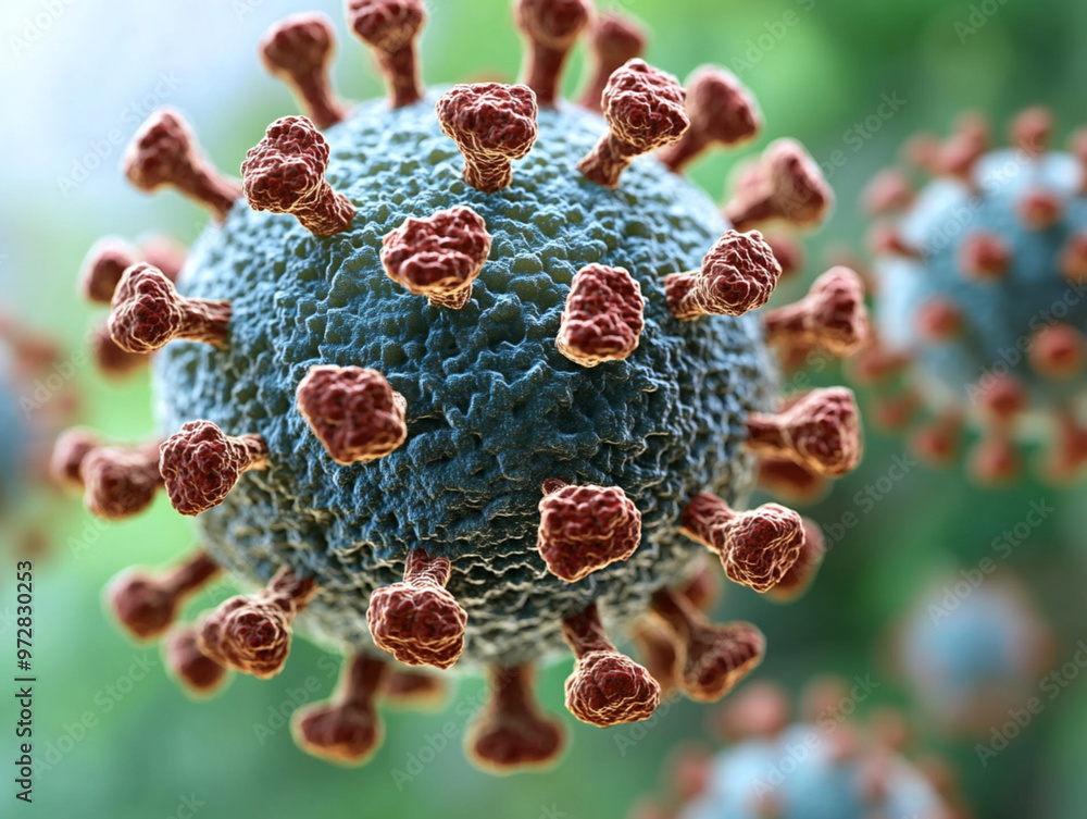 Render visualization of a generic virus, such as Covid, HIV, or other ...