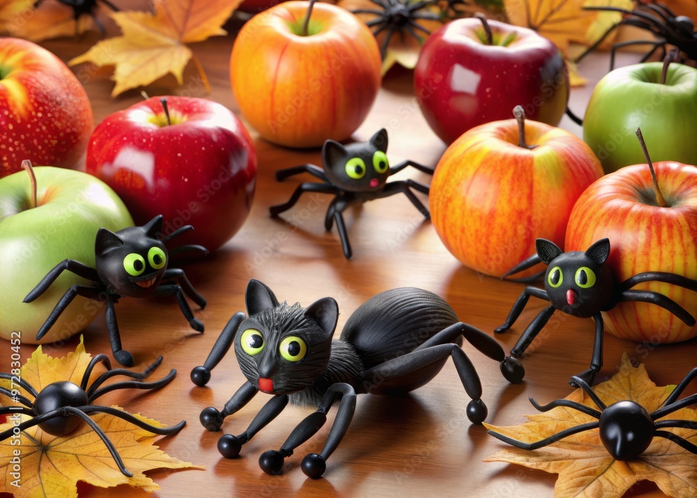 Creepy Critters Clip Art Halloween Party Favors Plastic Spiders Black ...