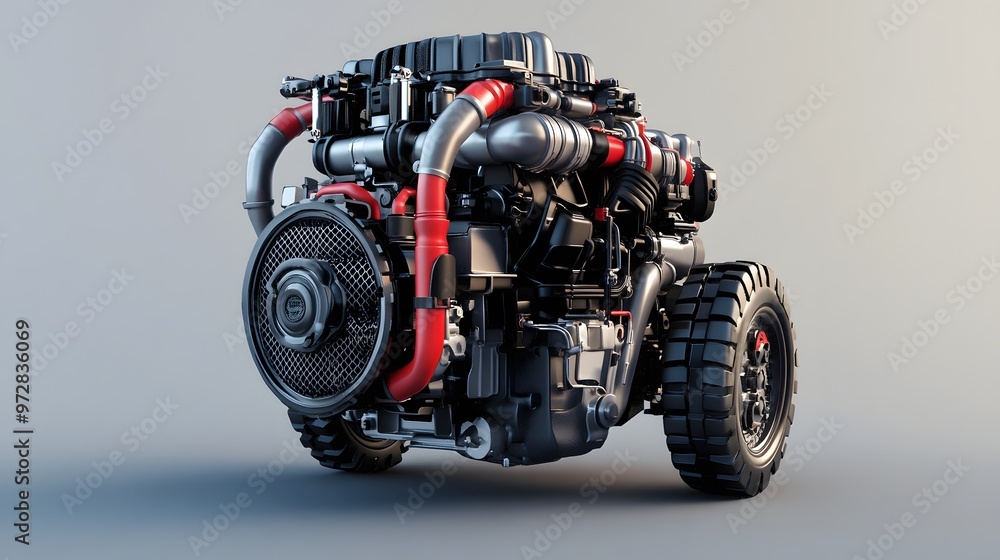 38. **Realistic 3D model of a rugged off-road engine with heavy-duty ...