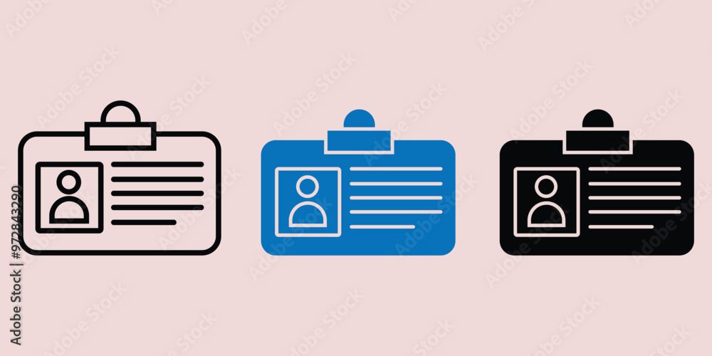 Vetor de ID Card line icon. id card icon set. security identity card ...