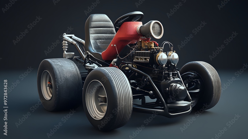 29. **Realistic 3D model of a go-kart engine with visible carburetor ...