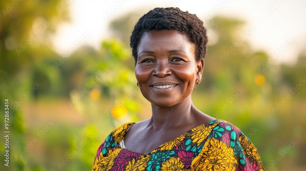 Authentic Smiles of Rural Zambia: Middle-Aged Zambian Woman Embracing ...