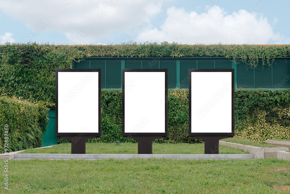 Vertical mock up template: 3 out of home (OOH) advertising billboard ...