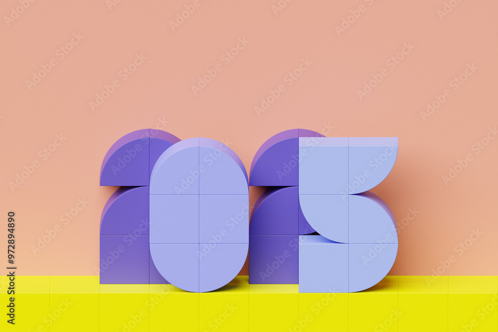 2025 calligraphy with 3d numbers on colorful background with New Year ...