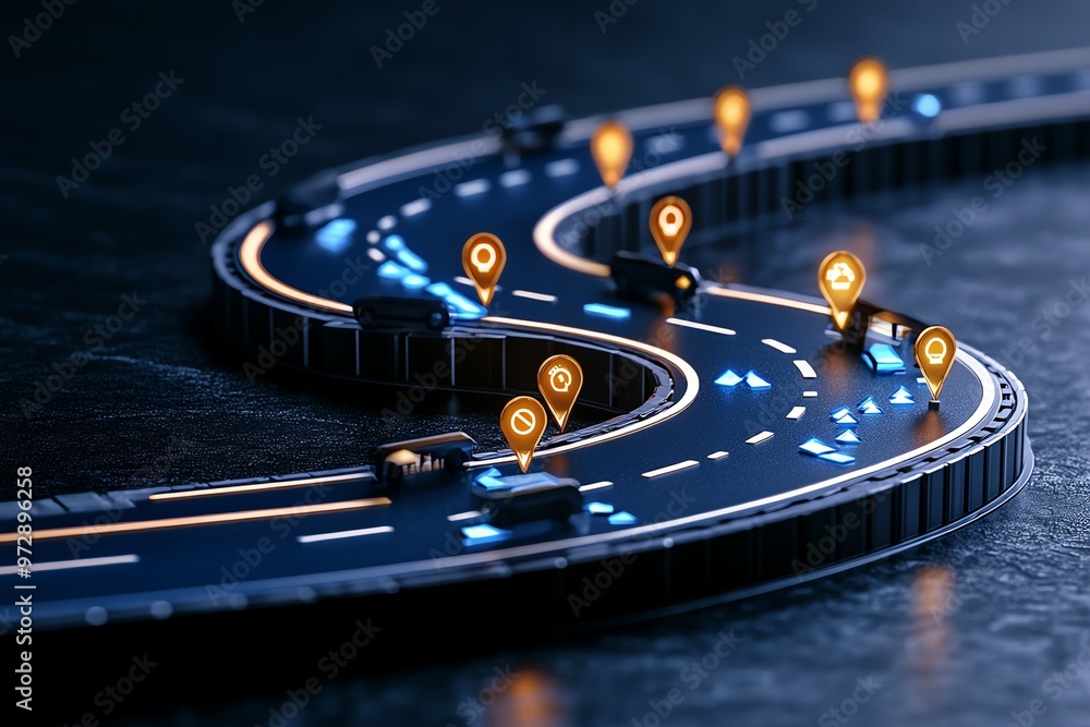 A project timeline visualized as a road, with milestones marked along ...