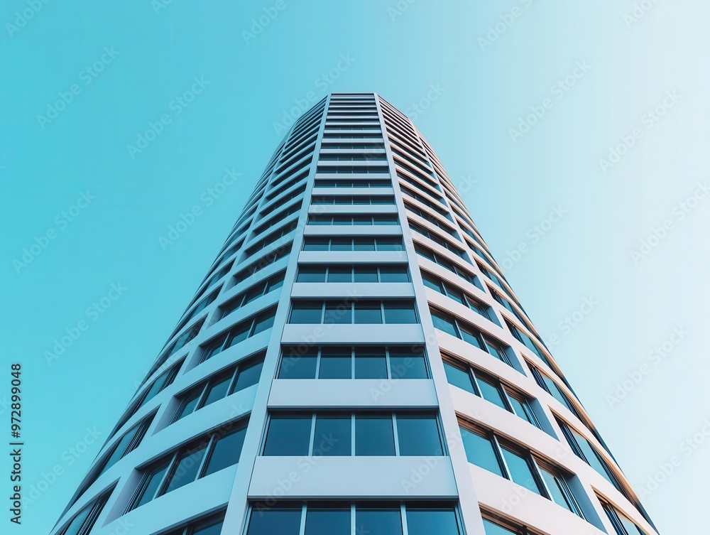 Multi-layered structural design of a modern skyscraper, reinforced with ...