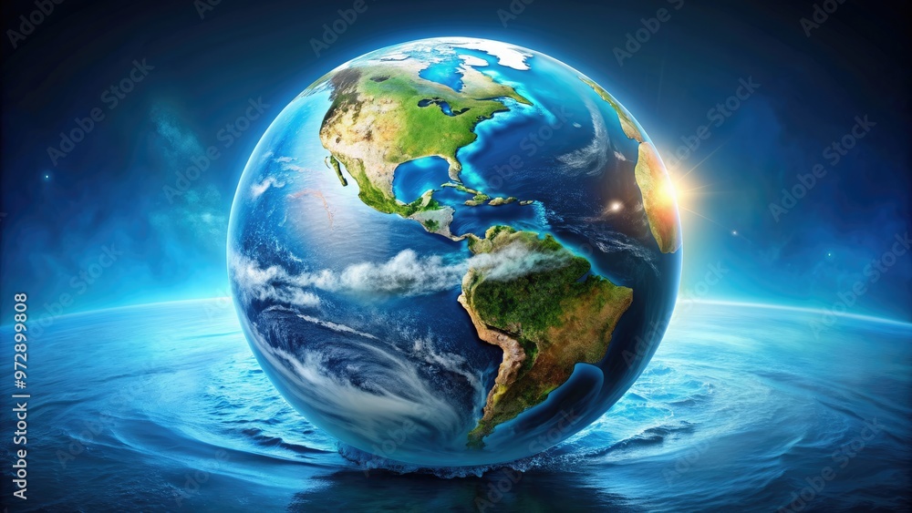 Planet Earth showcasing its vast and abundant water resources , water ...