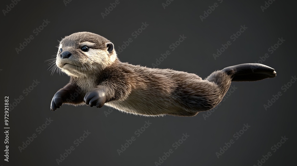 14. **Realistic 3D model of a playful baby otter floating on its back ...