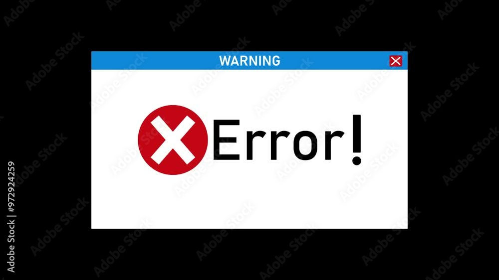 Error zoom in 4k resolution animation video. failure screen window ...